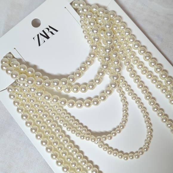 Zara Jewelry Zara Set Of Pearl Necklace Multiple Strands Mix And